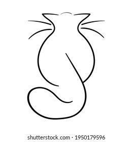 Cat Vector Lineart Minimalist Contour Drawing Stock Vector (Royalty ...