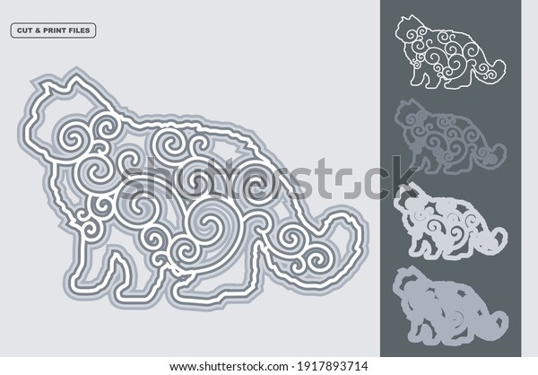 Cat Vector Svg 3d Layered Eps Stock Vector (Royalty Free) 1917893714 ...