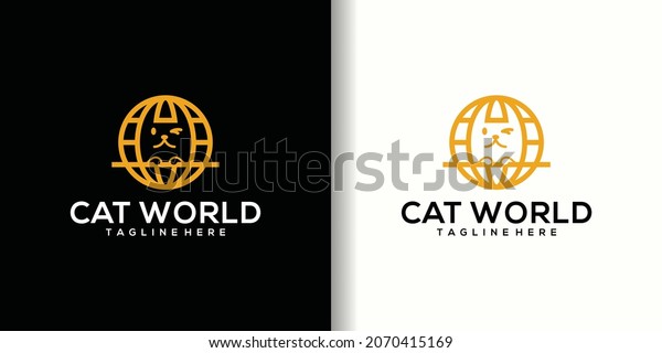 Cat World Logo Design Planet Cat Stock Vector (Royalty Free) 2070415169 ...