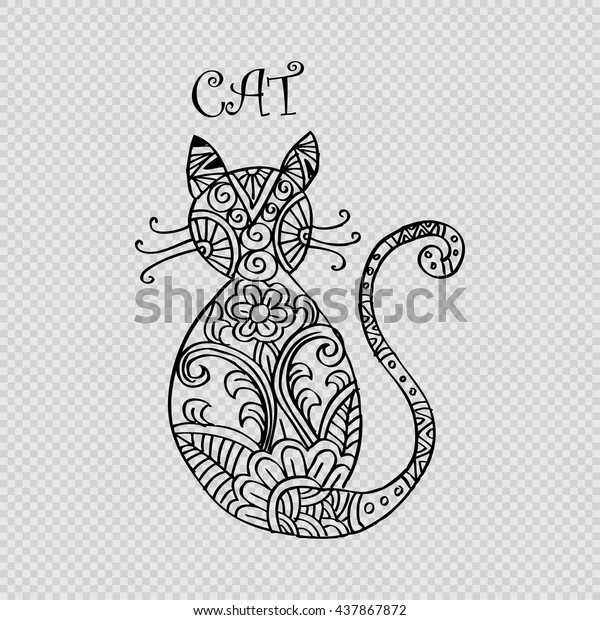 Cat Zentangle Style Stock Vector (Royalty Free) 437867872
