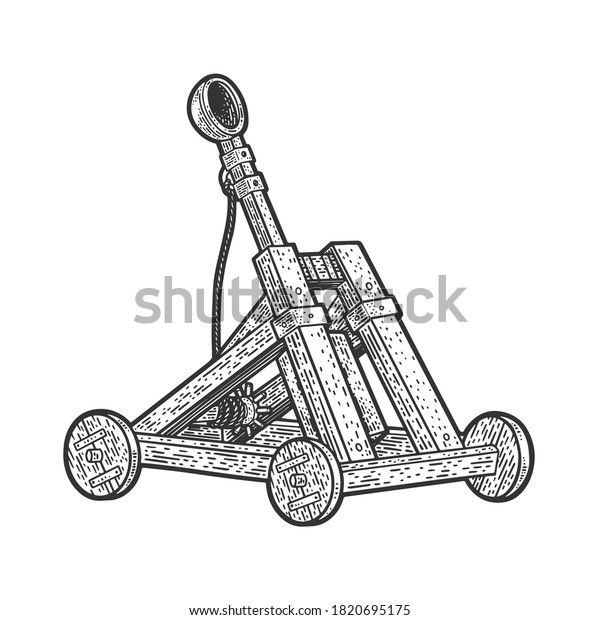 Catapult Antique Medieval Ballistic Device Sketch: vetor stock (livre ...