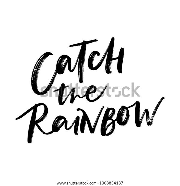 Catch Rainbow Vector Hand Lettering: vector de stock (libre de regalías ...