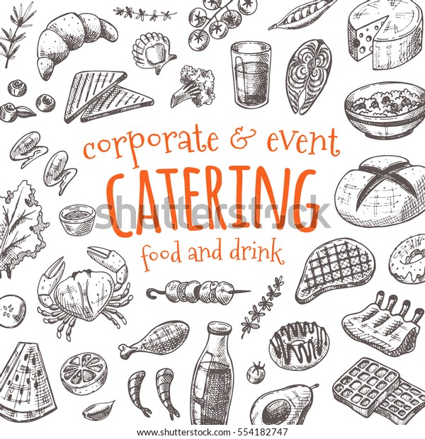 Catering Card Hand Drawn Vector Illustration Stock Vector (Royalty Free ...