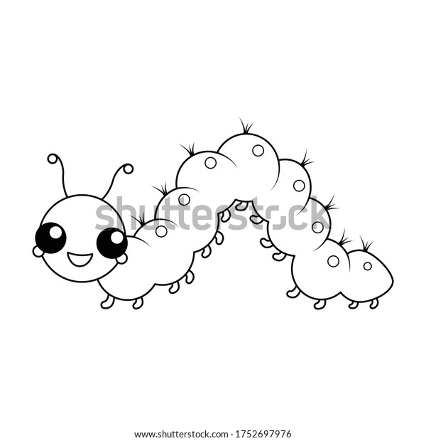 Caterpillar Cute Vector Illustration Blackwhite Outline Stock Vector ...