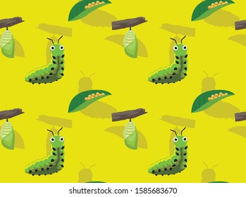 Vektor Stok Caterpillar Life Cycle Cartoon Vector Seamless (Tanpa ...