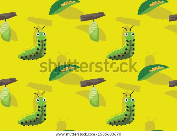 Caterpillar Life Cycle Cartoon Vector Seamless Stock Vector (Royalty ...