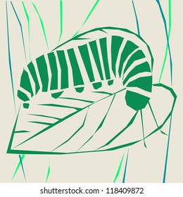 Caterpillar On Leaf Stock Vector (Royalty Free) 118409872 | Shutterstock