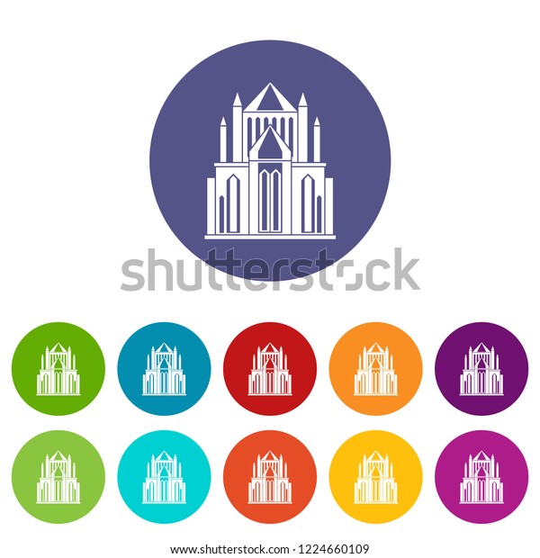 Cathedral Icons Color Set Vector Any Stock Vector (Royalty Free ...