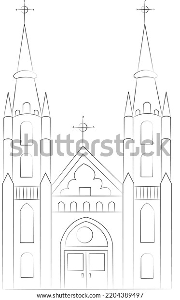 Cathedral Vector Line Art Stock Vector (Royalty Free) 2204389497 ...