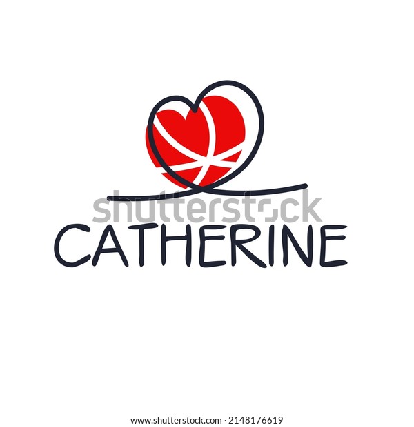 Catherine Calligraphy Female Name Vector Illustration: เวกเตอร์สต็อก ...