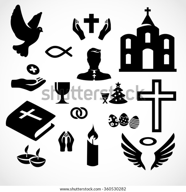 Catholic Church Icon Set Vector Stock Vector (Royalty Free) 360530282