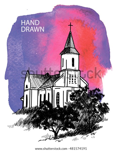 「Catholic Church Vector Freehand Drawing Vintage」のベクター画像素材（ロイヤリティフリー ...