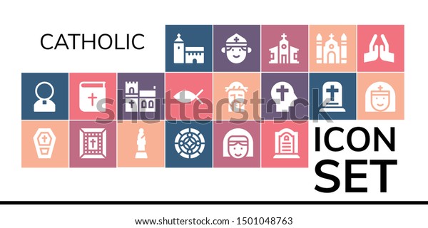 Catholic Icon Set 19 Filled Catholic Stock Vector (Royalty Free ...