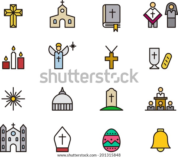 Catholic Religion Icons Stock Vector (Royalty Free) 201315848