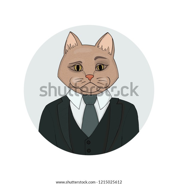 Catman Portrait Human Body Head Animal Stock Vector (Royalty Free ...