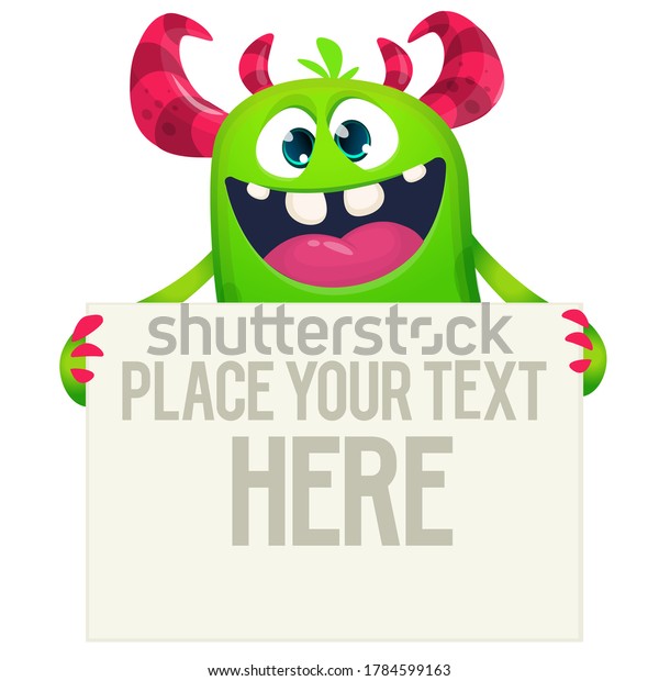 Catoon Monster Holding Blank Sign Sample Stock Vector (Royalty Free ...