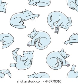 Cat Sleep Seamless Pattern Black Stock Vector (Royalty Free) 550584325