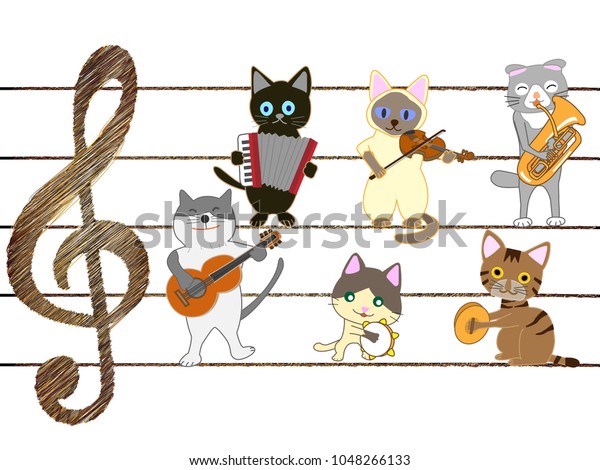Image vectorielle de stock de Cats Concert Cats Singing Playing ...