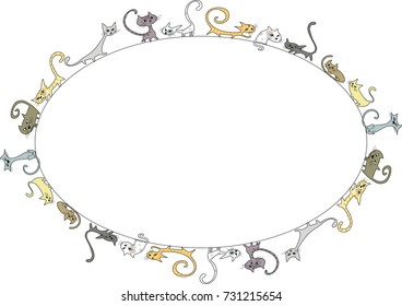 Cats Design Oval Border Stock Vector (Royalty Free) 731215654 ...