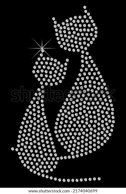 Cats Diamonds Pattern Embroidery Diamond Cat Stock Vector (Royalty Free ...