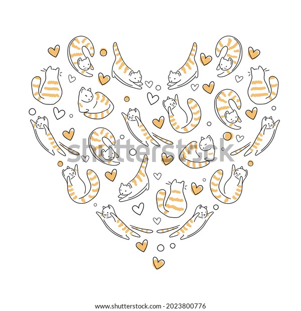 Cats Doodle Cats Vector Hand Drawn Stock Vector (Royalty Free ...