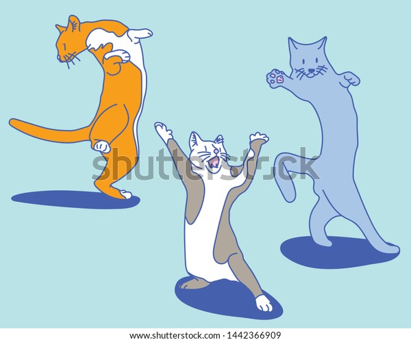 Cats Fighting Strange Funny Postures Hand Stock Vector (Royalty Free ...