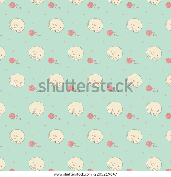 Cats Hand Drawn Backdrop Colorful Seamless Stock Vector (Royalty Free ...
