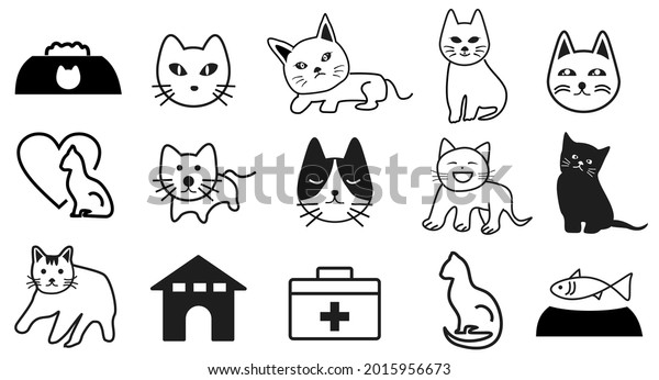 Cats Icons Collection Vector Illustration Stock Vector (Royalty Free ...