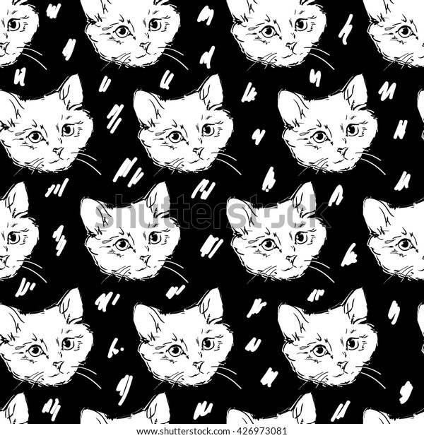 Cats Kittens Cute Sketch Vector Illustration Stock Vector (Royalty Free ...
