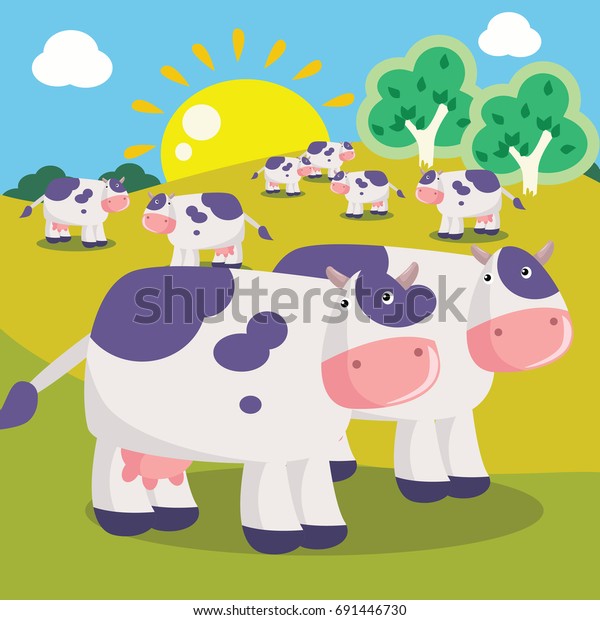 Cattle Farm Cartoon Vector Illustration Stock Vector (Royalty Free ...