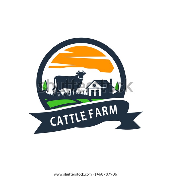 Cattle Farm Logo Design Stock Vector: เวกเตอร์สต็อก (ปลอดค่าลิขสิทธิ์ ...