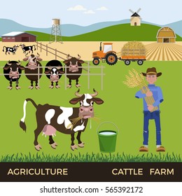 Cattle Farm Vector Illustration Stock Vector (Royalty Free) 565392172 ...