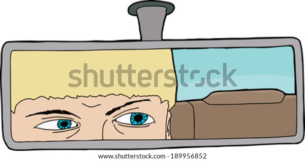 Caucasian Driver Looking Through Rear View Stock Vector (Royalty Free ...