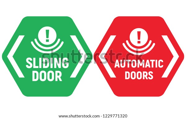 Caution Automatic Sliding Doors Vector Illustration Stock Vector ...