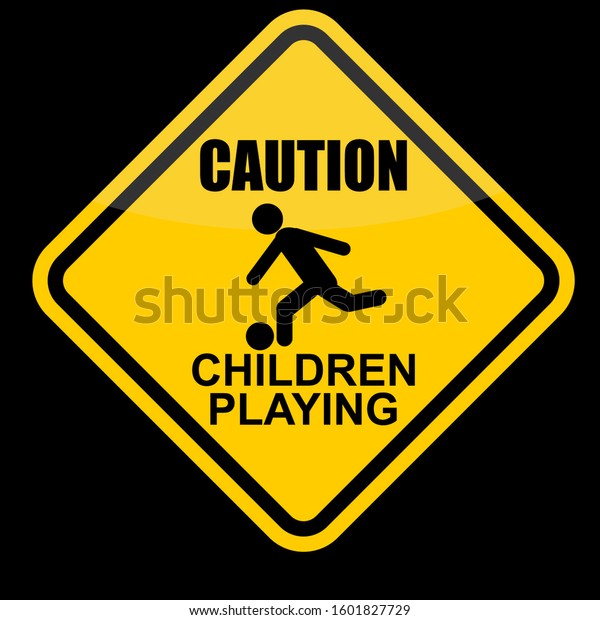 Caution Children Playing Sign Board Stock Vector (Royalty Free ...