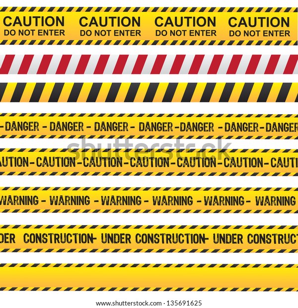 Caution Danger Ribbon Over White Background Stock Vector (Royalty Free ...