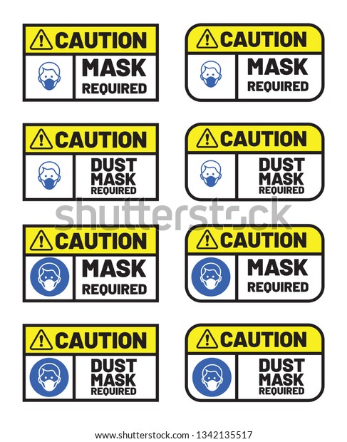 Caution Dust Mask Required Sign Collection Stock Vector (Royalty Free ...