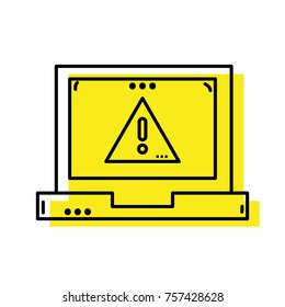 Caution Emblem Alert Inside Laptop Technology: vector de stock (libre ...