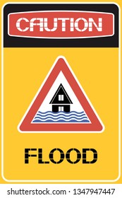 Caution Flood Sign Information About Natural Stock Vector (Royalty Free ...