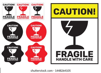 Caution Fragile Handle Care Sticker Shipping Stock Vector (Royalty Free ...