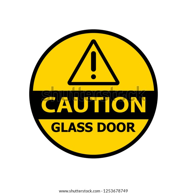 Caution Glass Door Attention Isolated Sticker: vector de stock (libre ...