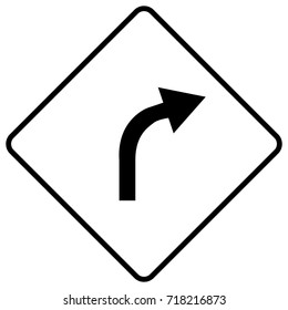 Right Turn Ahead Warning Sign Information Stock Vector (Royalty Free ...