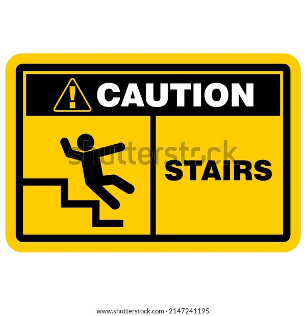 escaleras de señalización de precaución, vector: vector de stock (libre ...