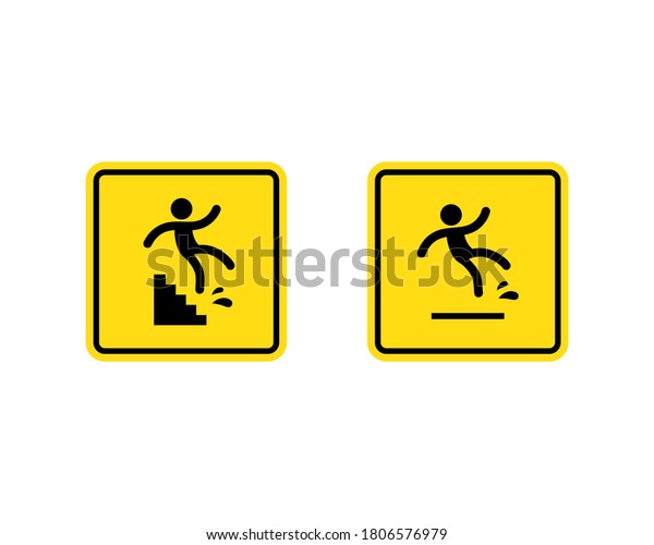 Caution Symbols Stick Figure Man Falling: стоковая векторная графика ...
