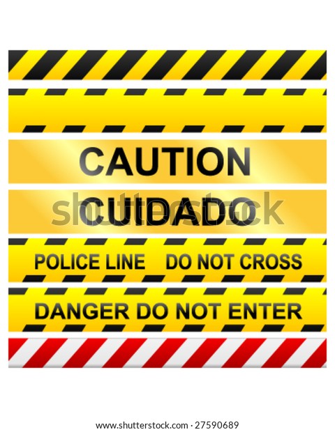 Caution Tape Warning Signs Seamless Vector: เวกเตอร์สต็อก (ปลอดค่า ...