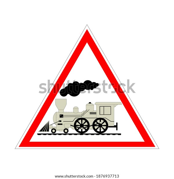 Caution Train Sign Vector Illustration Stock Vector (Royalty Free ...