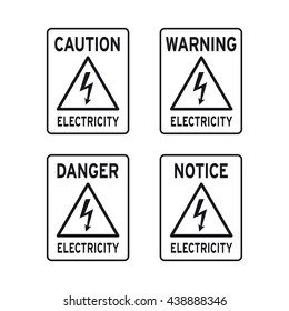 Caution Warning Danger Notice Electricity Sign Stock Vector (Royalty ...