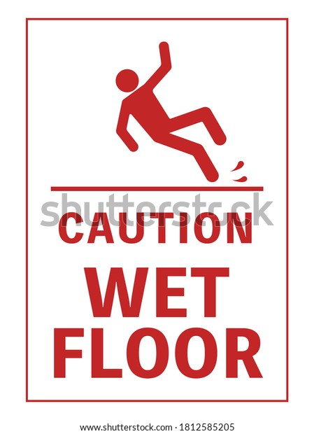 Caution Wet Floor Notice On White Stock Vector (Royalty Free ...