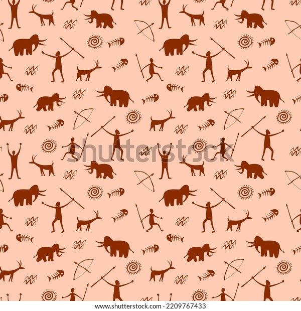 Cave Art Caveman Hand Pattern Prehistoric Stock Vector (Royalty Free ...