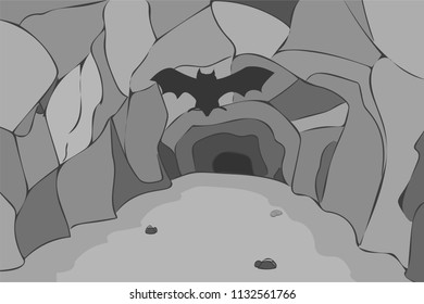 Cave Bat Vector Cartoon Illustration Black Stock Vector (Royalty Free ...